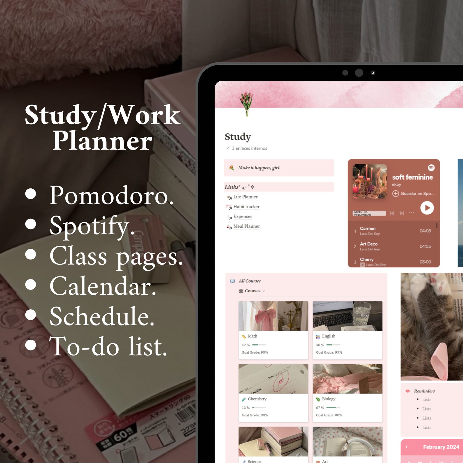 Notion Template Coquette Pink Aesthetic 2024, Notion Life Planner ...