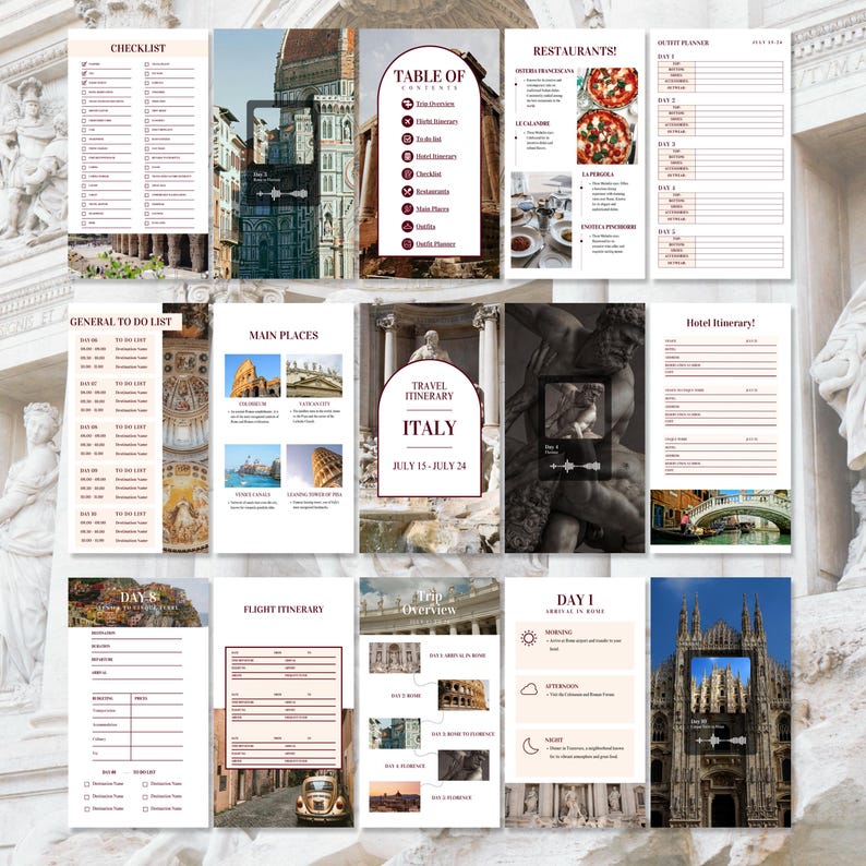 Italy Travel Itinerary Template, Editable Travel Planner, Digital ...