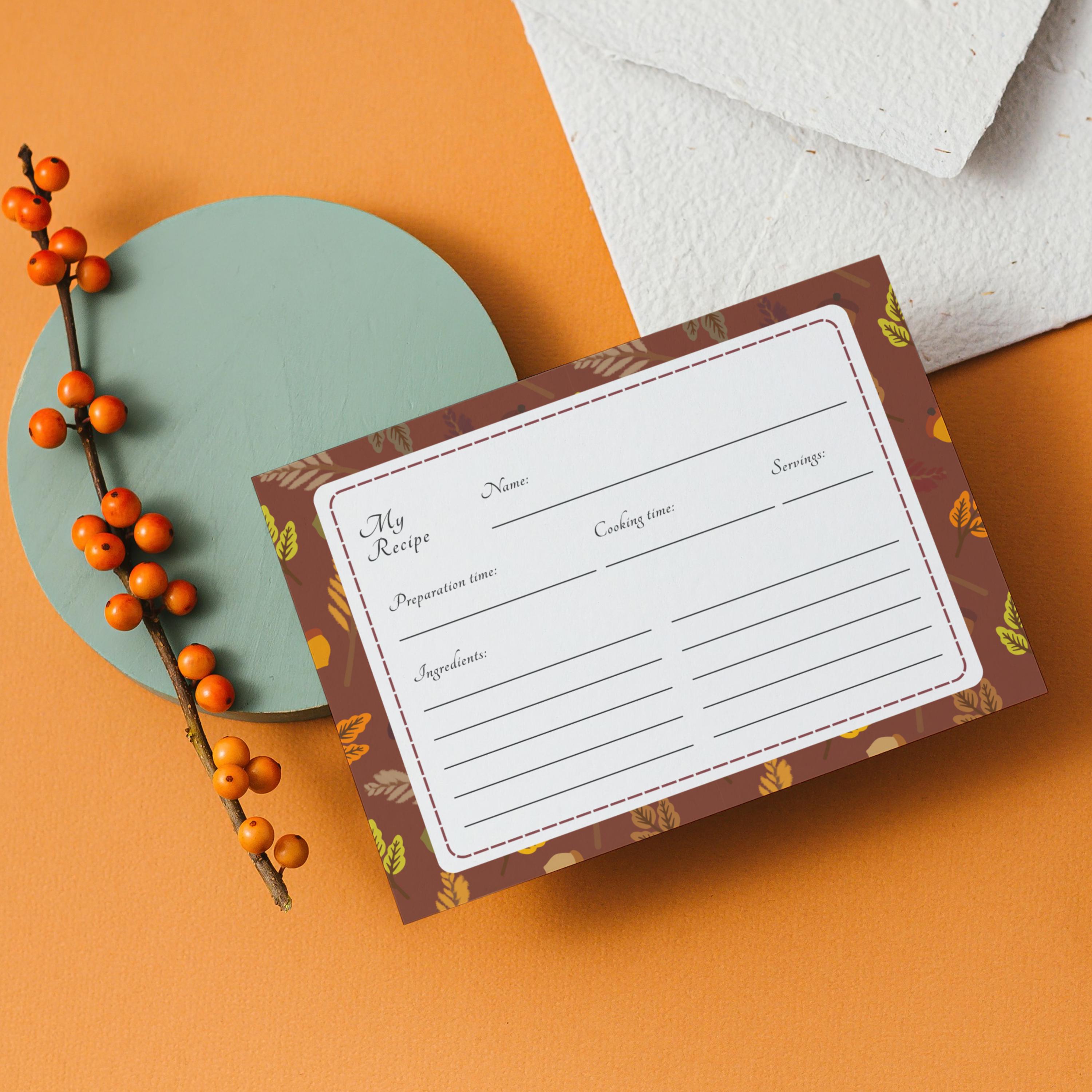 Printable Fall Recipe Card Template, Pumpkin Autumn Editable Recipe ...