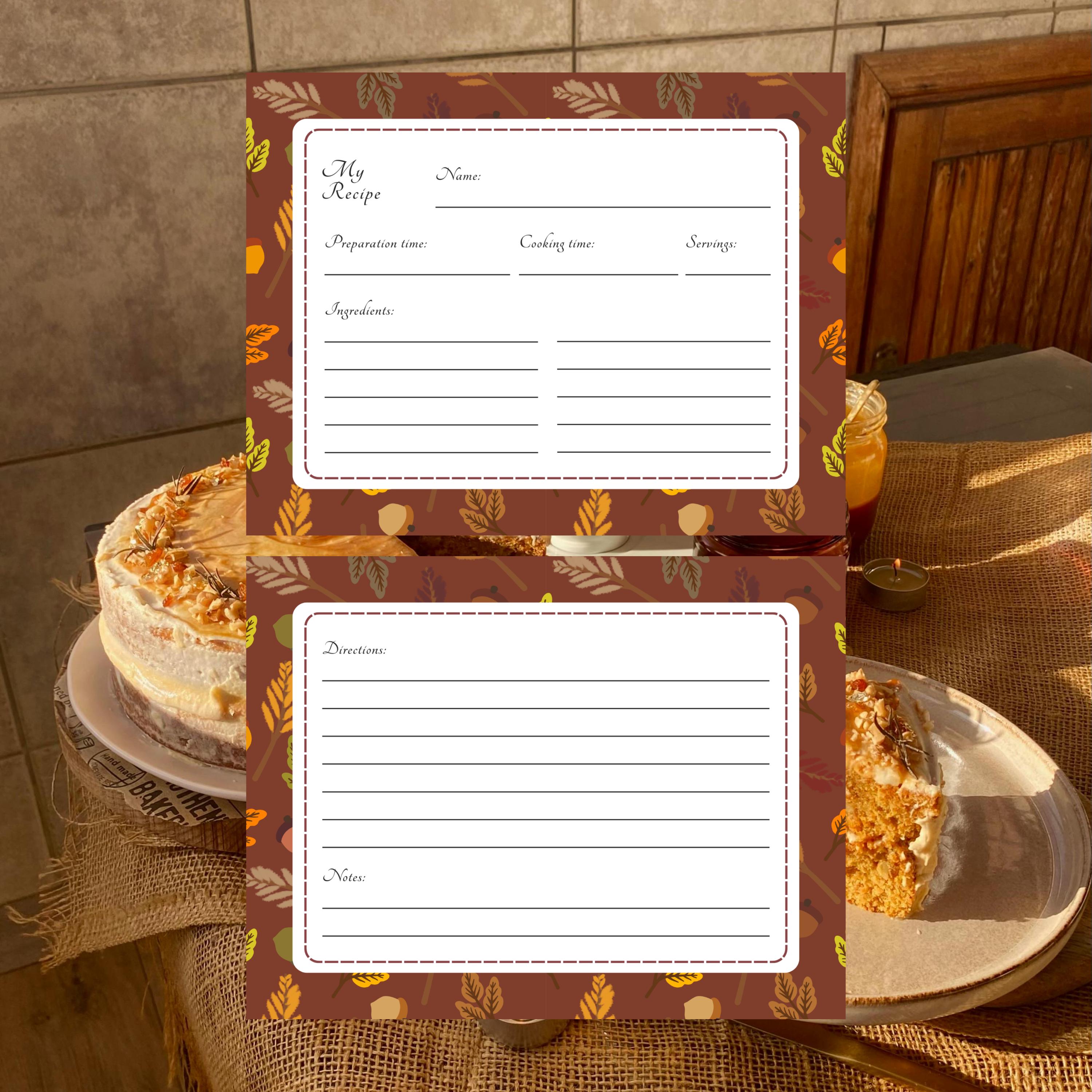 Printable Fall Recipe Card Template, Pumpkin Autumn Editable Recipe ...