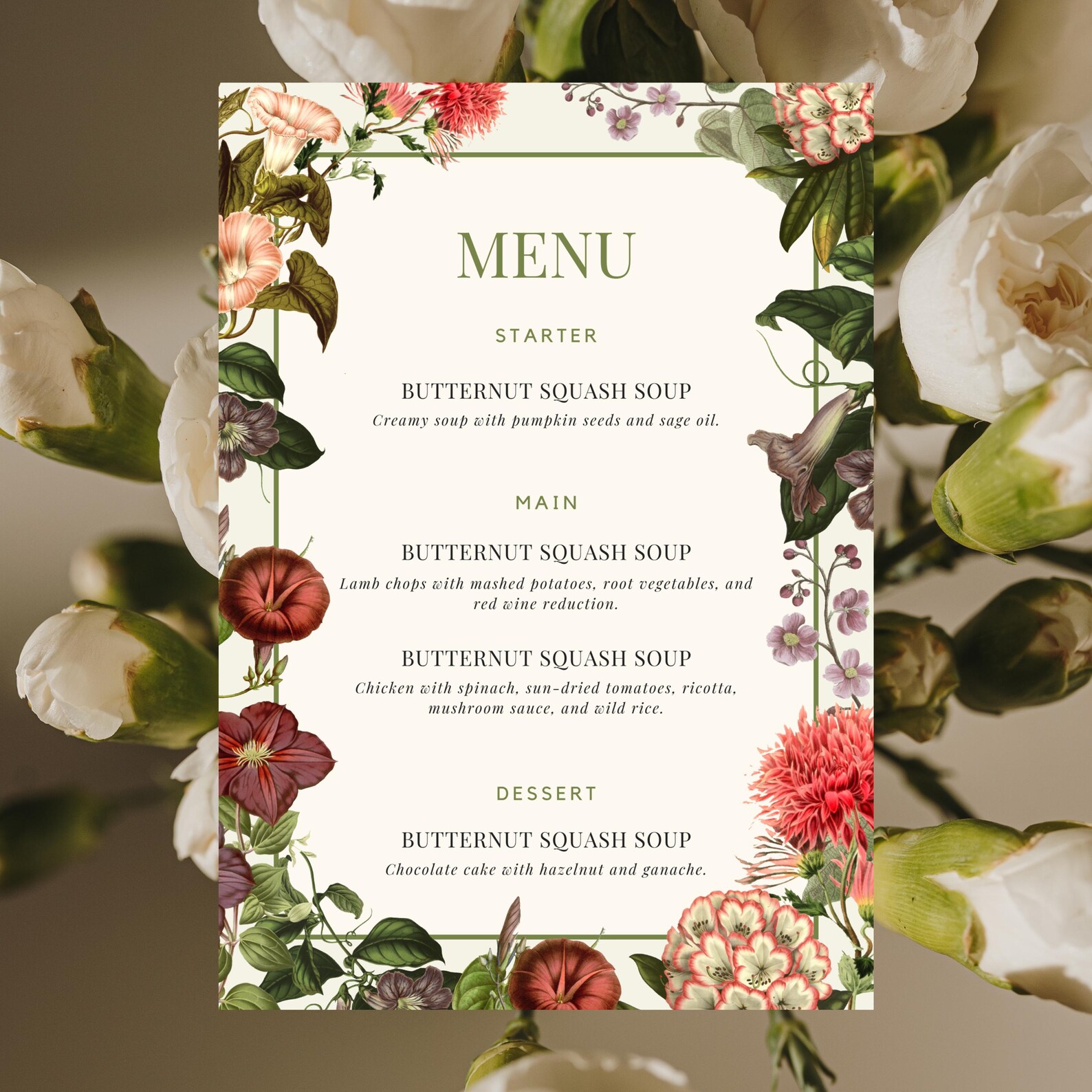 Wildflower Menu Canva Template, Boho Flower Event Menu, Garden Party ...