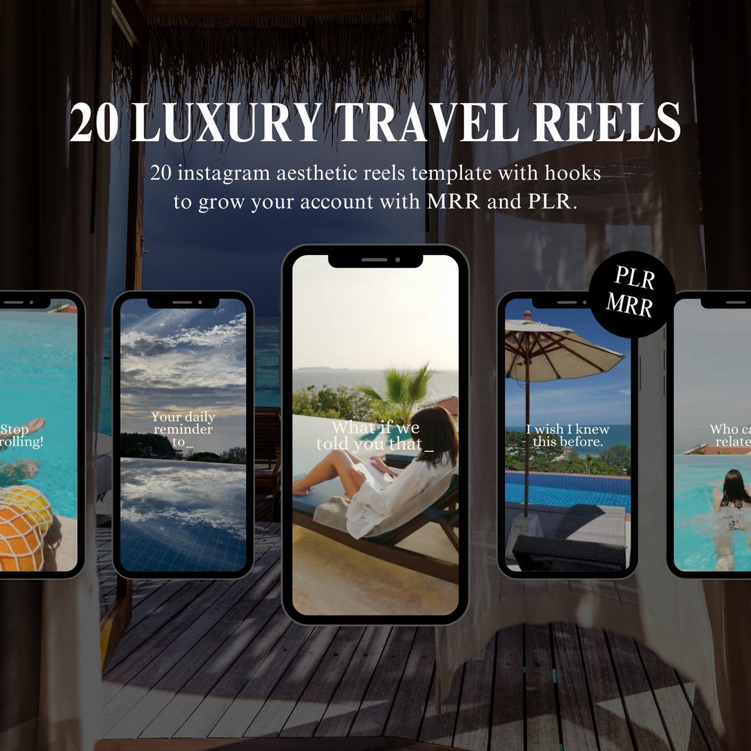 Faceless Reels With Hooks With MRR and PLR, 20 Faceless Reels Travel ...