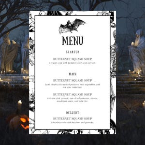 Halloween Menu Editable Template, Gothic Menu Template, Halloween ...
