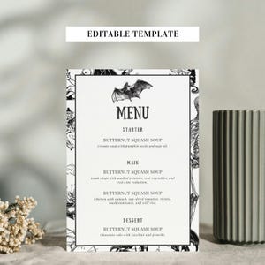 Halloween Menu Editable Template, Gothic Menu Template, Halloween ...