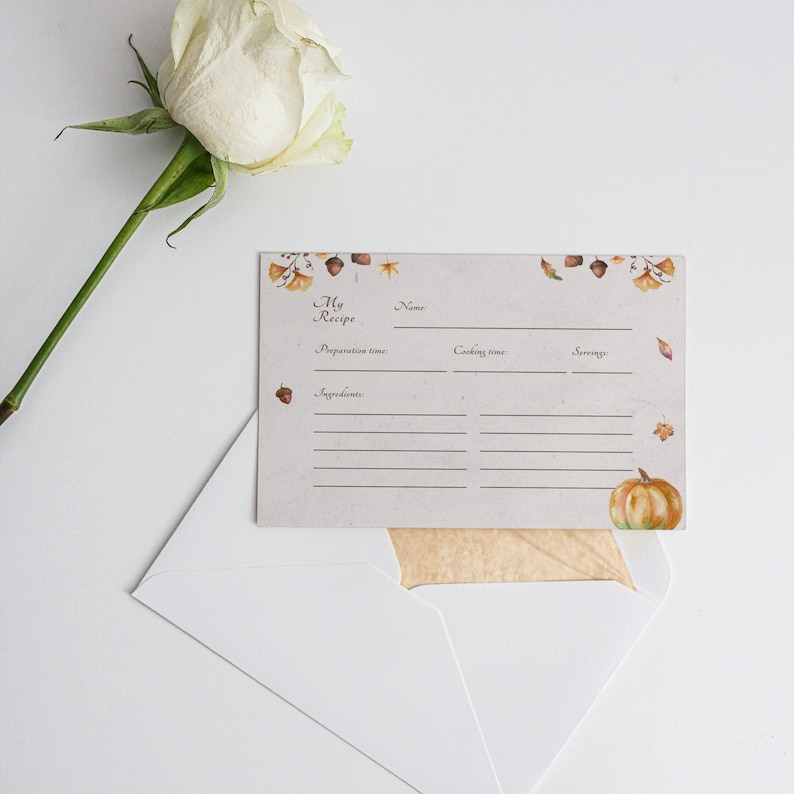 Printable Fall Recipe Card Template, Pumpkin Autumn Editable Recipe ...