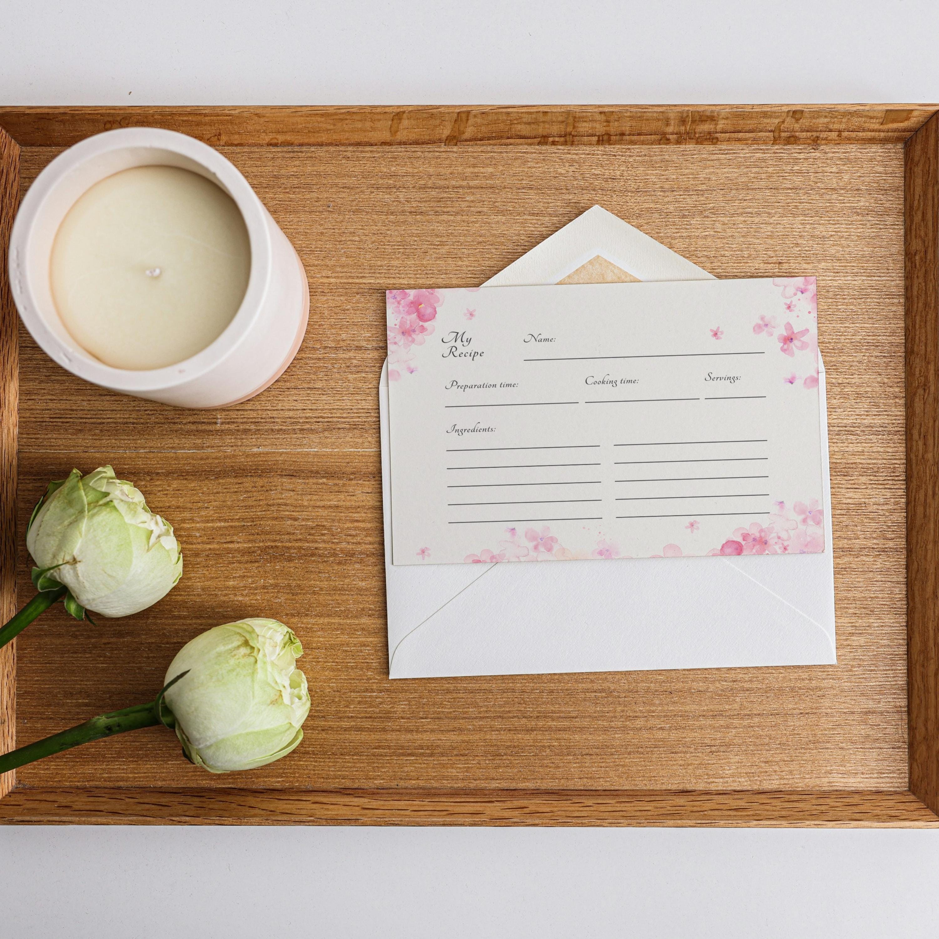 Printable Recipe Card Template, Pink Floral Boho Watercolor Editable ...