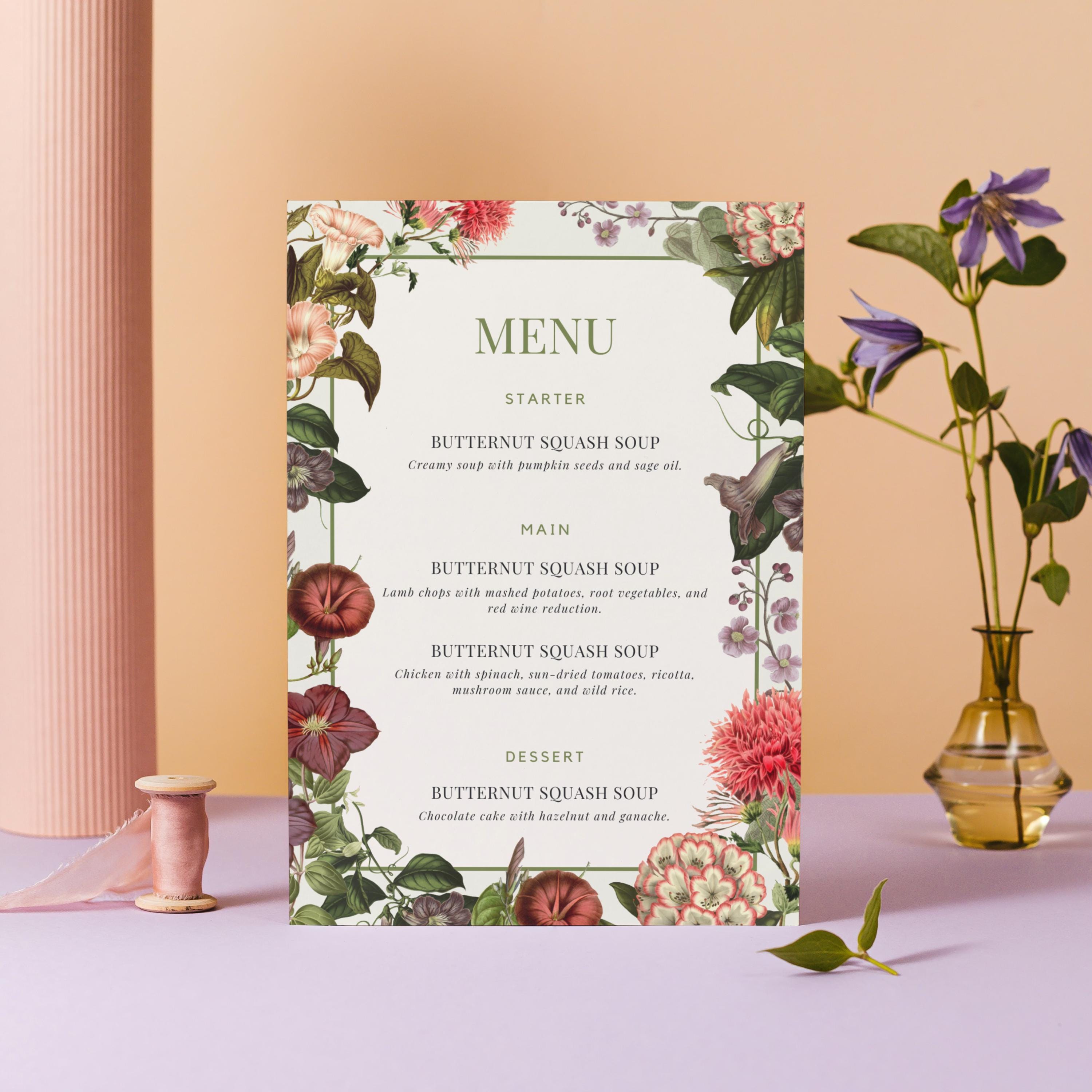 Wildflower Menu Canva Template, Boho Flower Event Menu, Garden Party ...