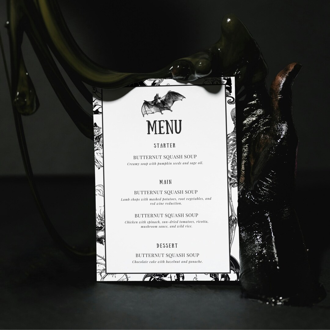 Halloween Menu Editable Template, Gothic Menu Template, Halloween ...
