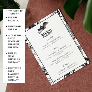 Halloween Menu Editable Template, Gothic Menu Template, Halloween ...