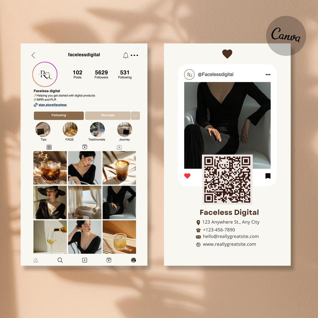 Instagram Business Card, IG Business Card, Editable Business Card ...
