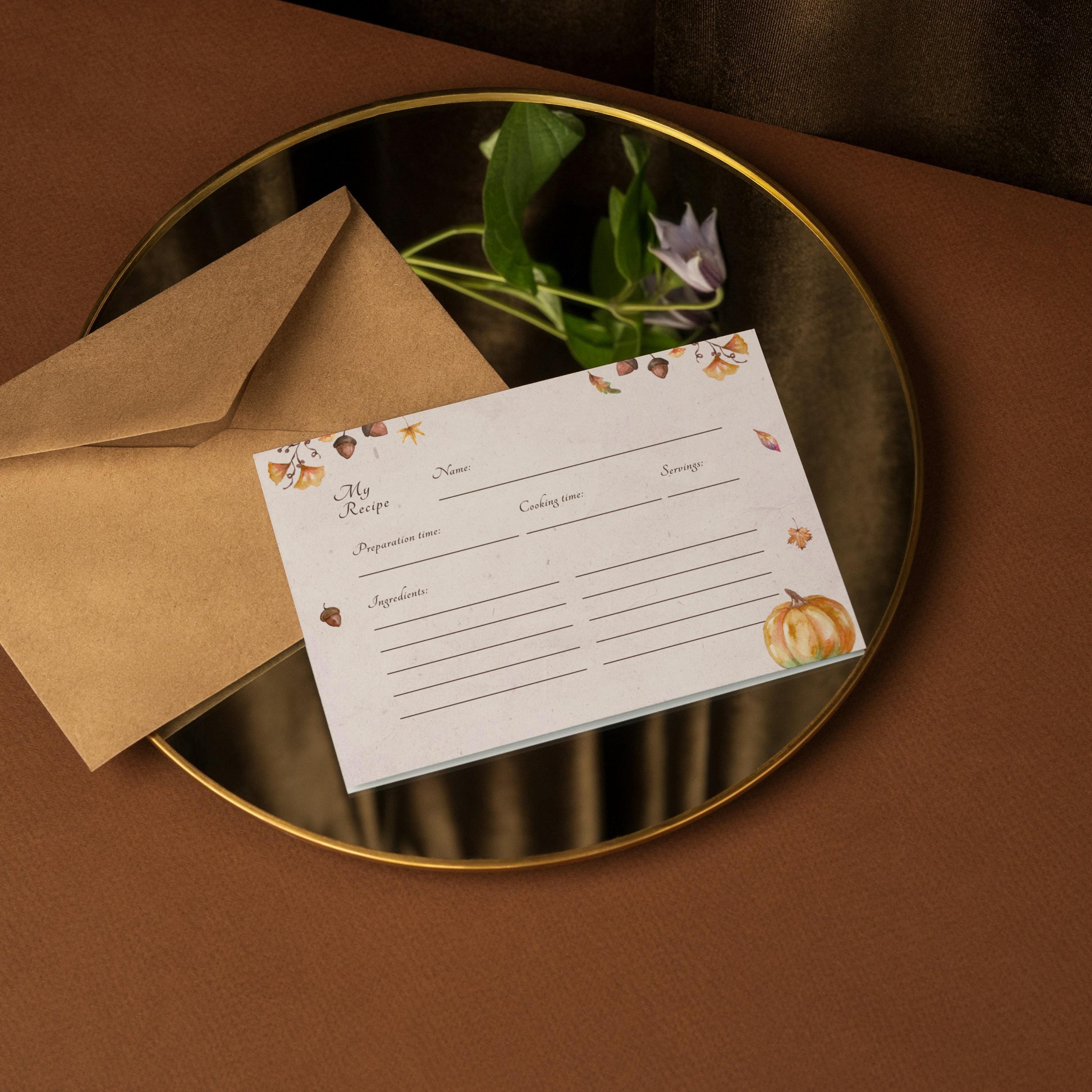 Printable Fall Recipe Card Template, Pumpkin Autumn Editable Recipe ...