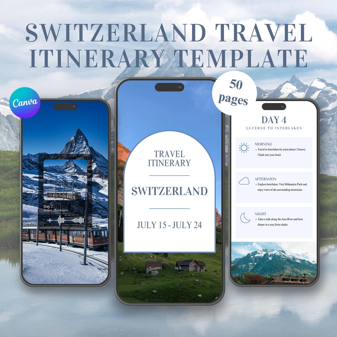 Editable Travel Itinerary Switzerland Template, Switzerland Travel ...