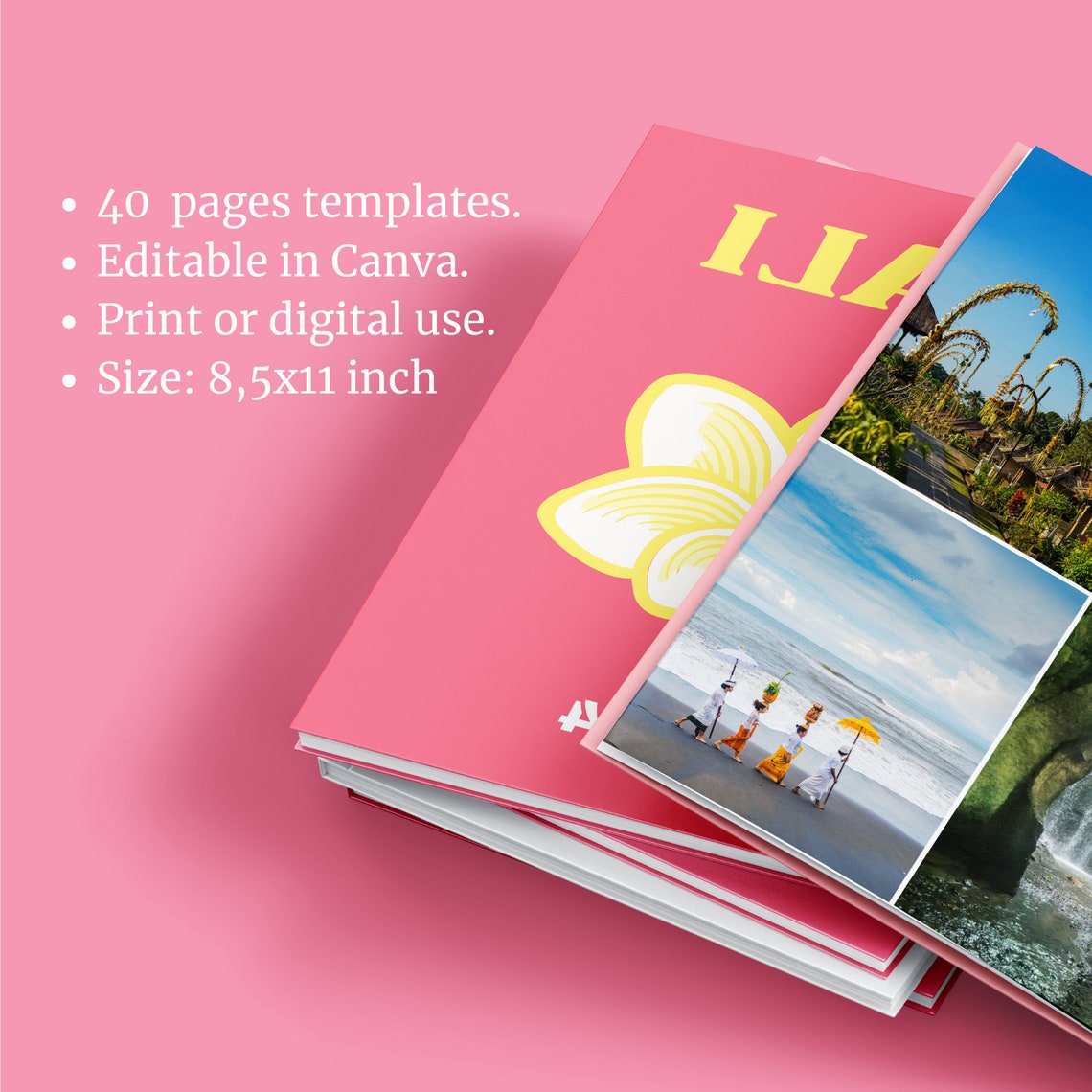 Bali Travel Photo Book Template, Printable Travel Journal, Decorative ...