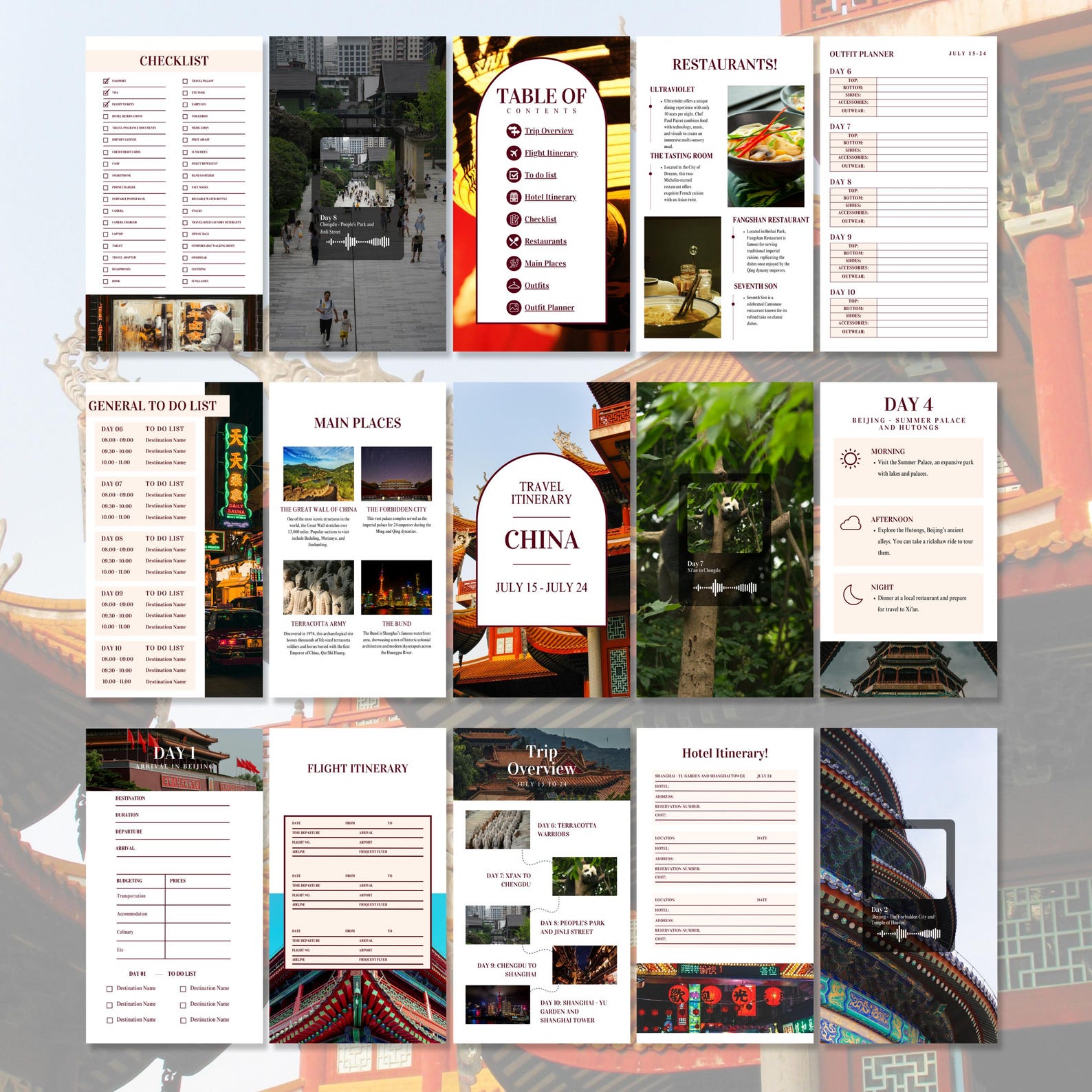 China Travel Itinerary Template, China Travel Itinerary, Customizable ...