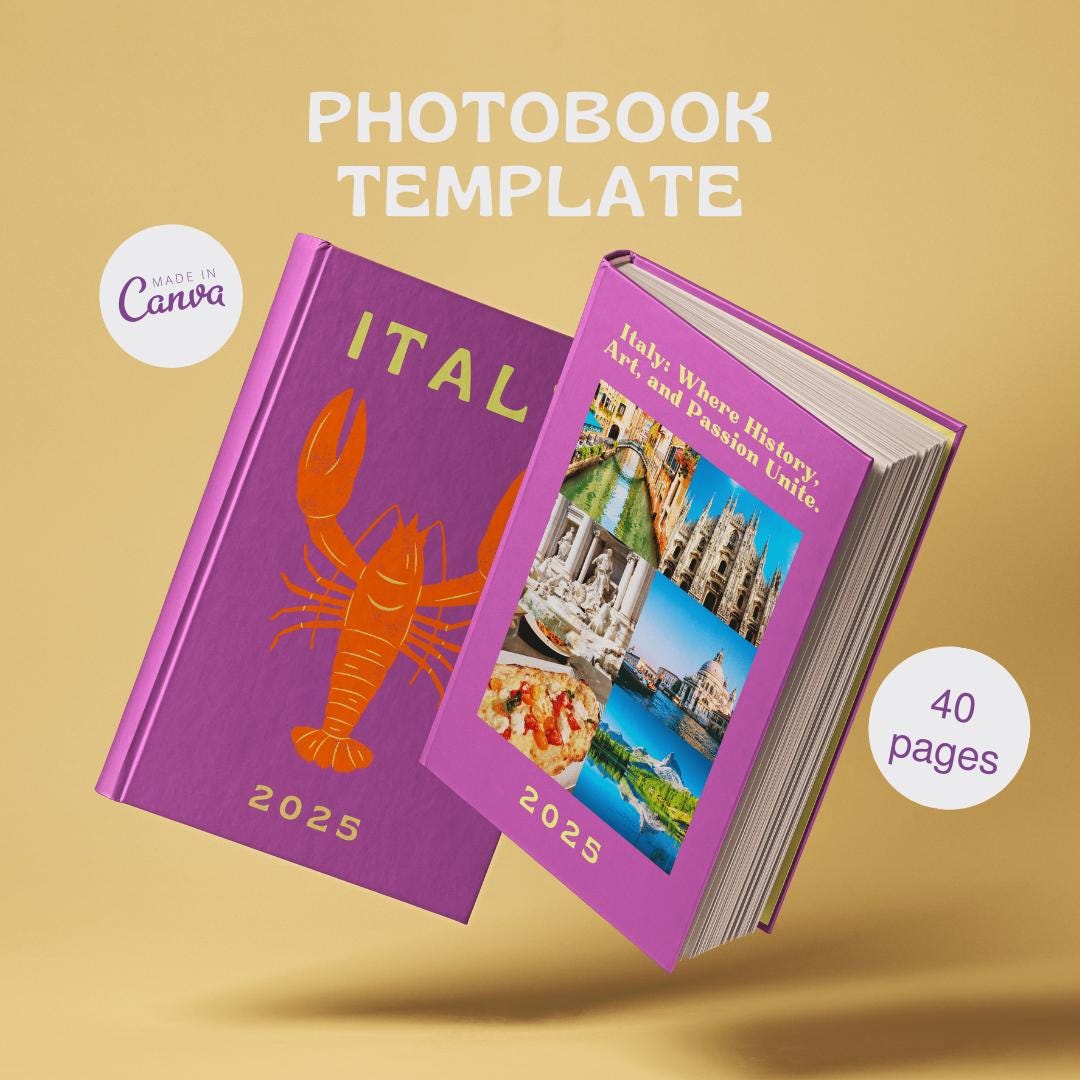 Italy Travel Photo Book Template, Italy Printable Travel Journal ...