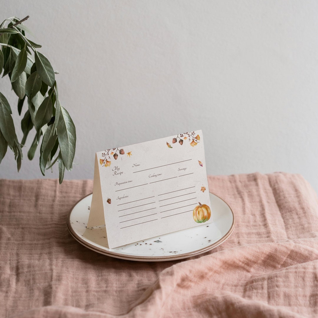 Printable Fall Recipe Card Template, Pumpkin Autumn Editable Recipe ...
