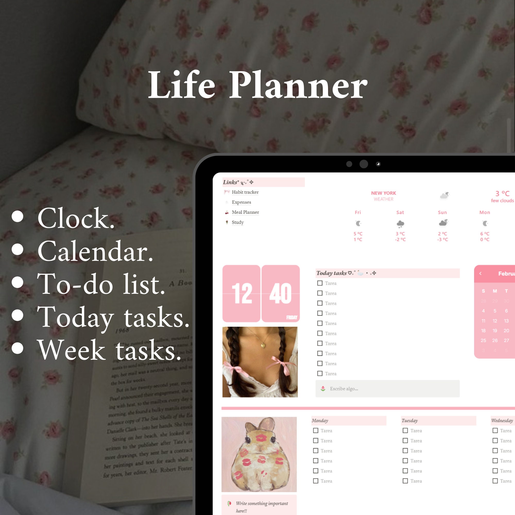 Notion Template Coquette Pink Aesthetic 2024, Notion Life Planner ...