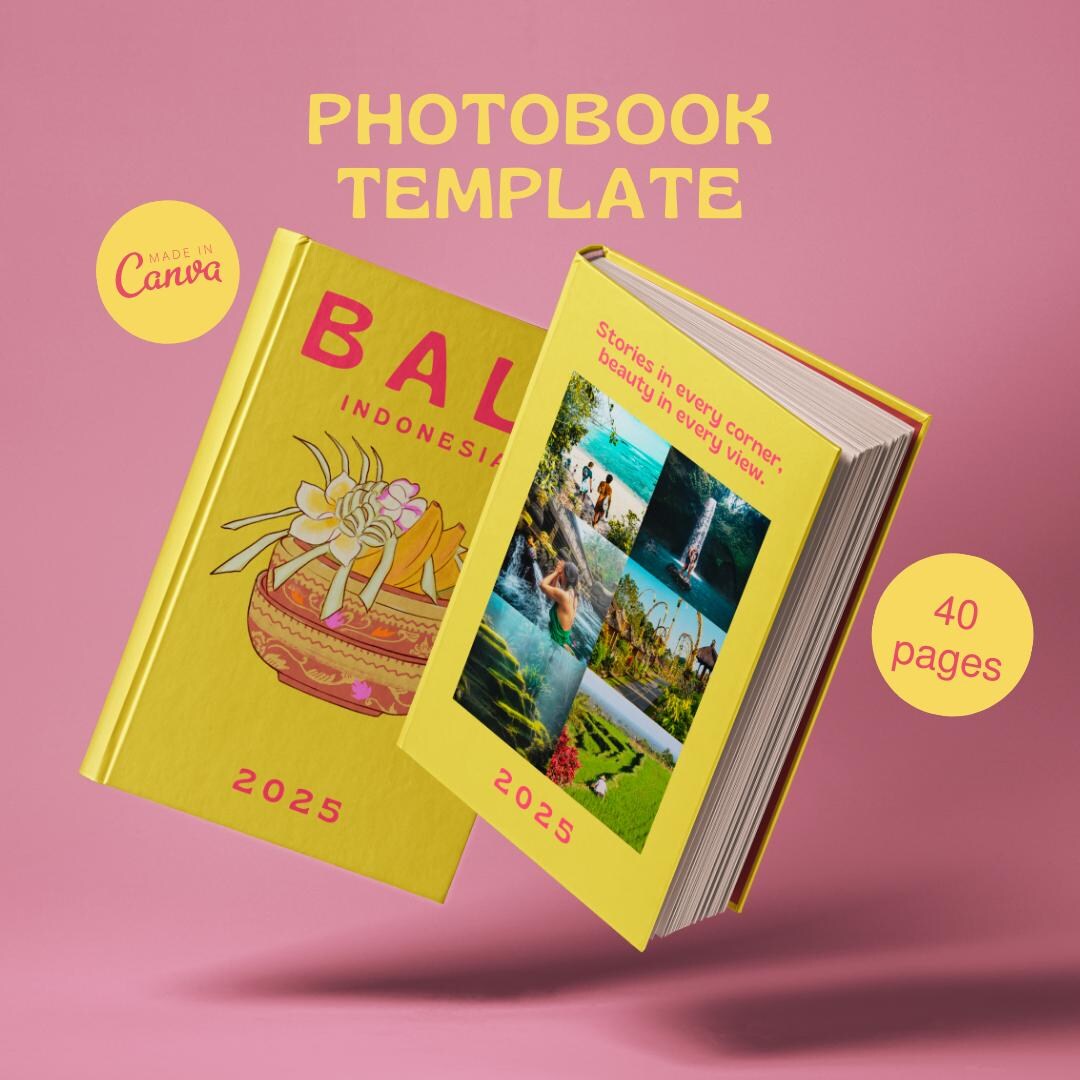 Bali Travel Photo Book Template, Printable Travel Journal, Decorative ...