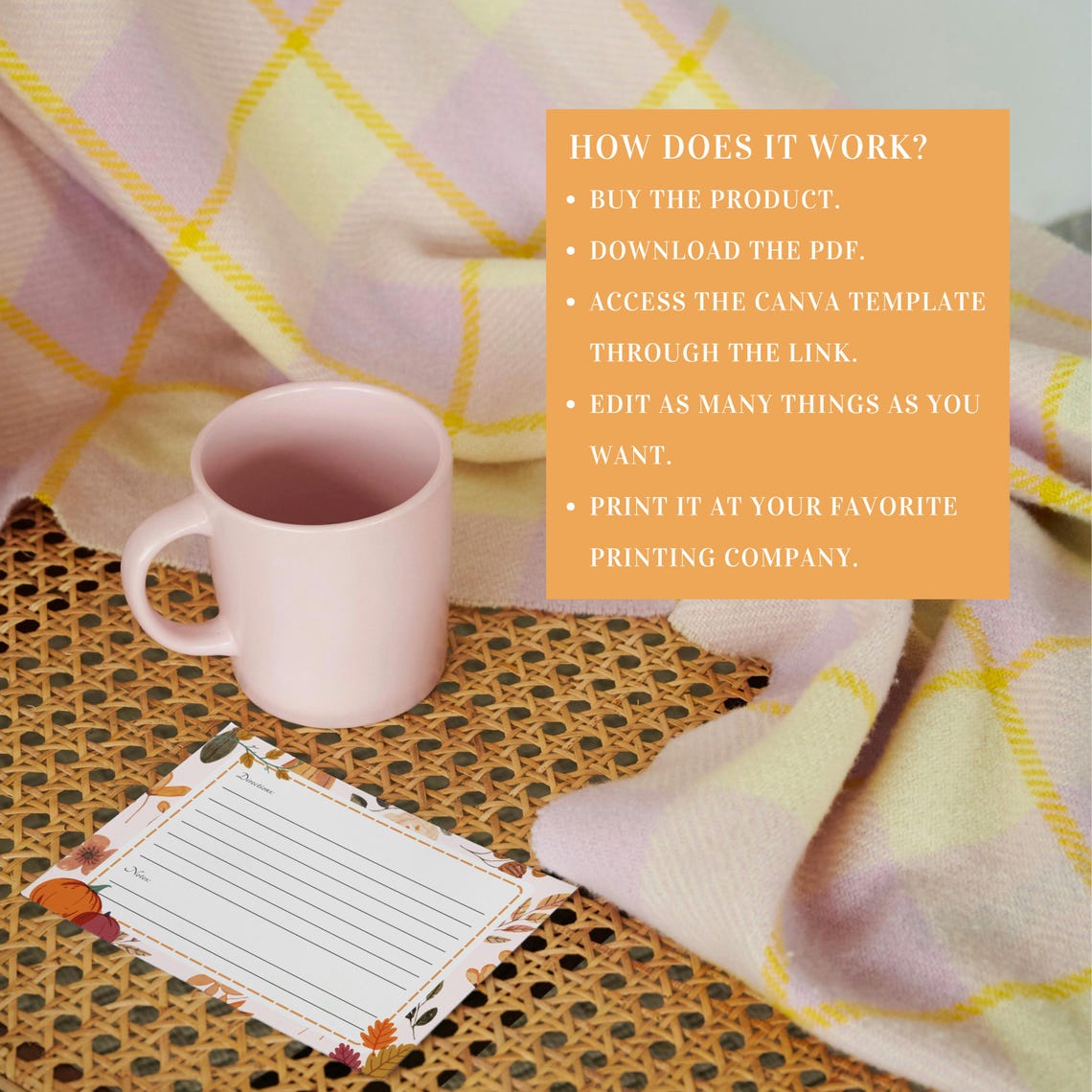 Printable Fall Recipe Card Template, Pumpkin Autumn Editable Recipe ...