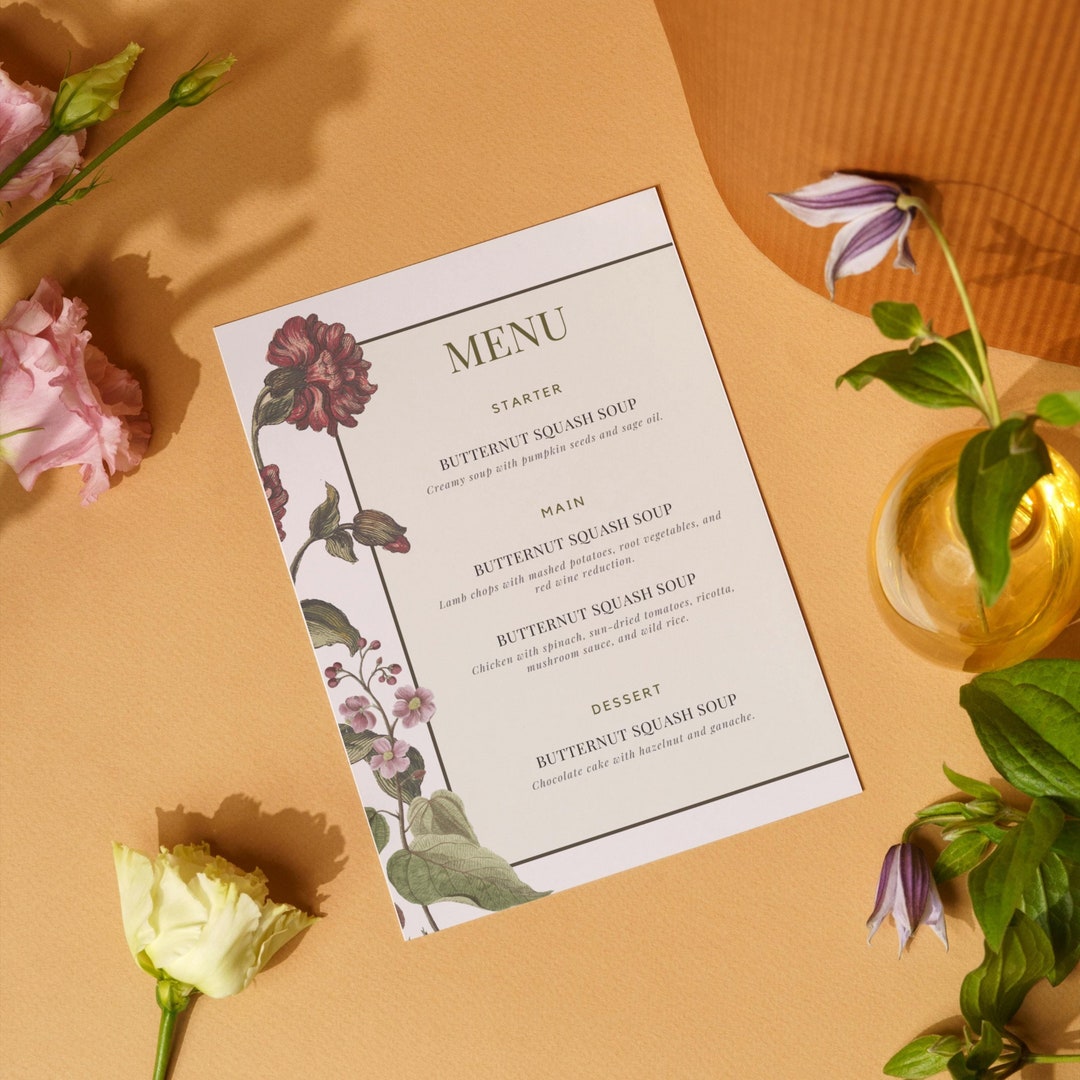 Wildflower Menu Canva Template, Boho Flower Event Menu, Garden Party ...