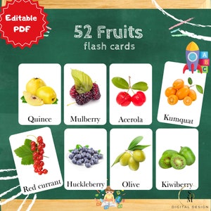 Fruits (real Pictures), 52editable Montessori Cards, Educational ...