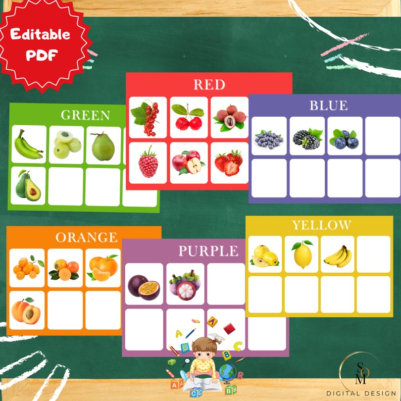 Fruits (real Pictures), 52editable Montessori Cards, Educational ...