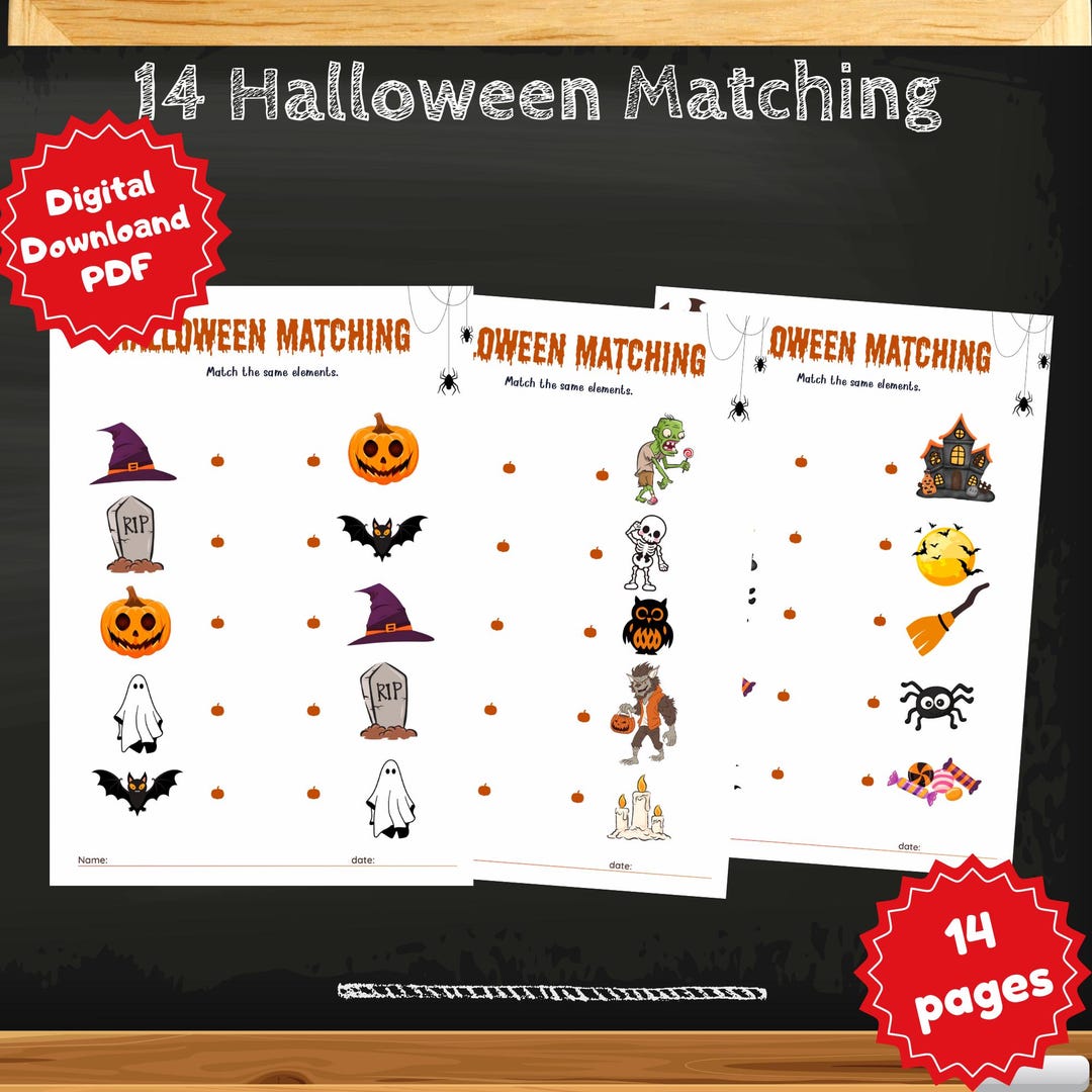Halloween Matching Game A4 | Printable Halloween Activity for Kids | 14 ...