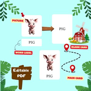 Farm Animals, 32 Editable Montessori Cards, Animal Educational ...