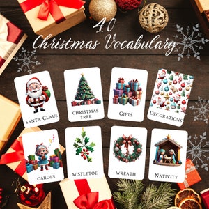 40 Christmas Vocabulary, Editable Montessori Cards, Nomenclature ...