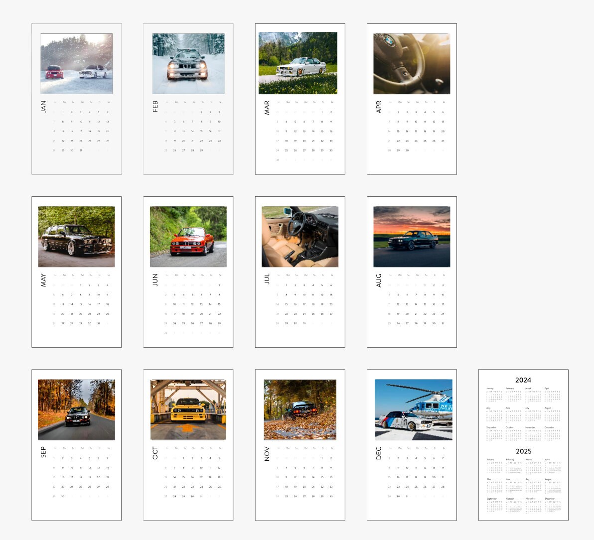 BMW E30 Vertical Desk Calendar 2024 M3 Wall Gift for Him - Etsy