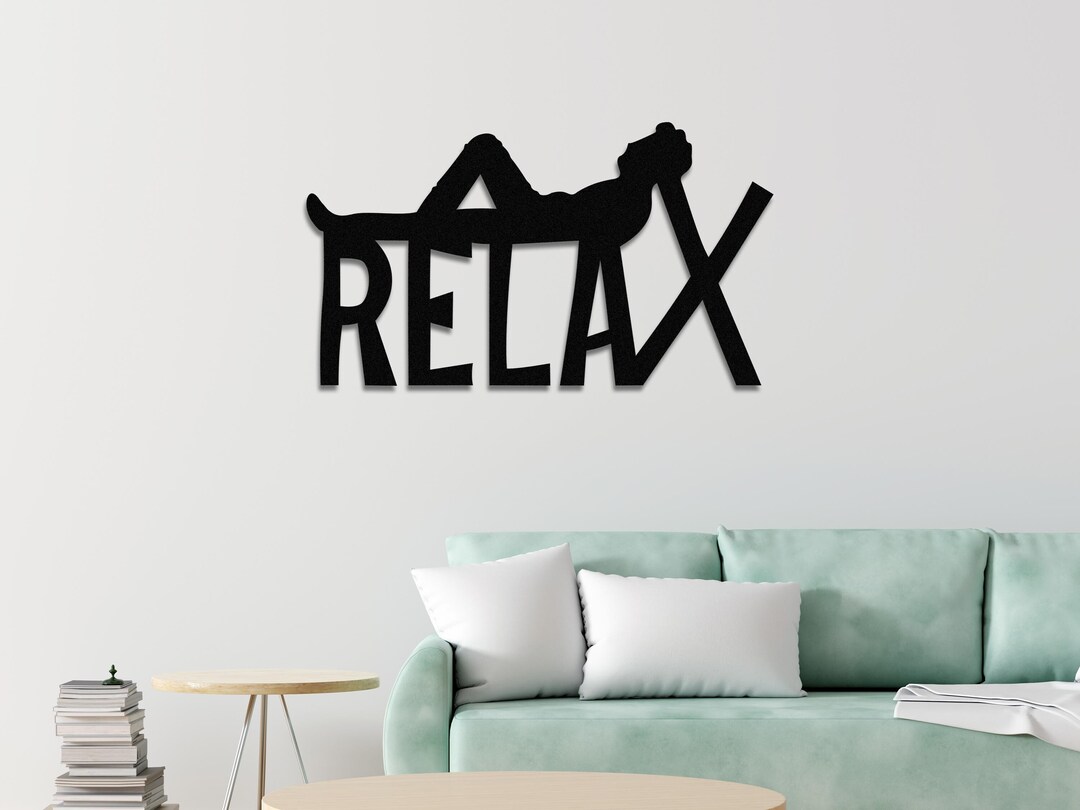 Relax Metal Wall Art, Relax Sign Metal Wall Decor, Above Bed Relax Wall ...