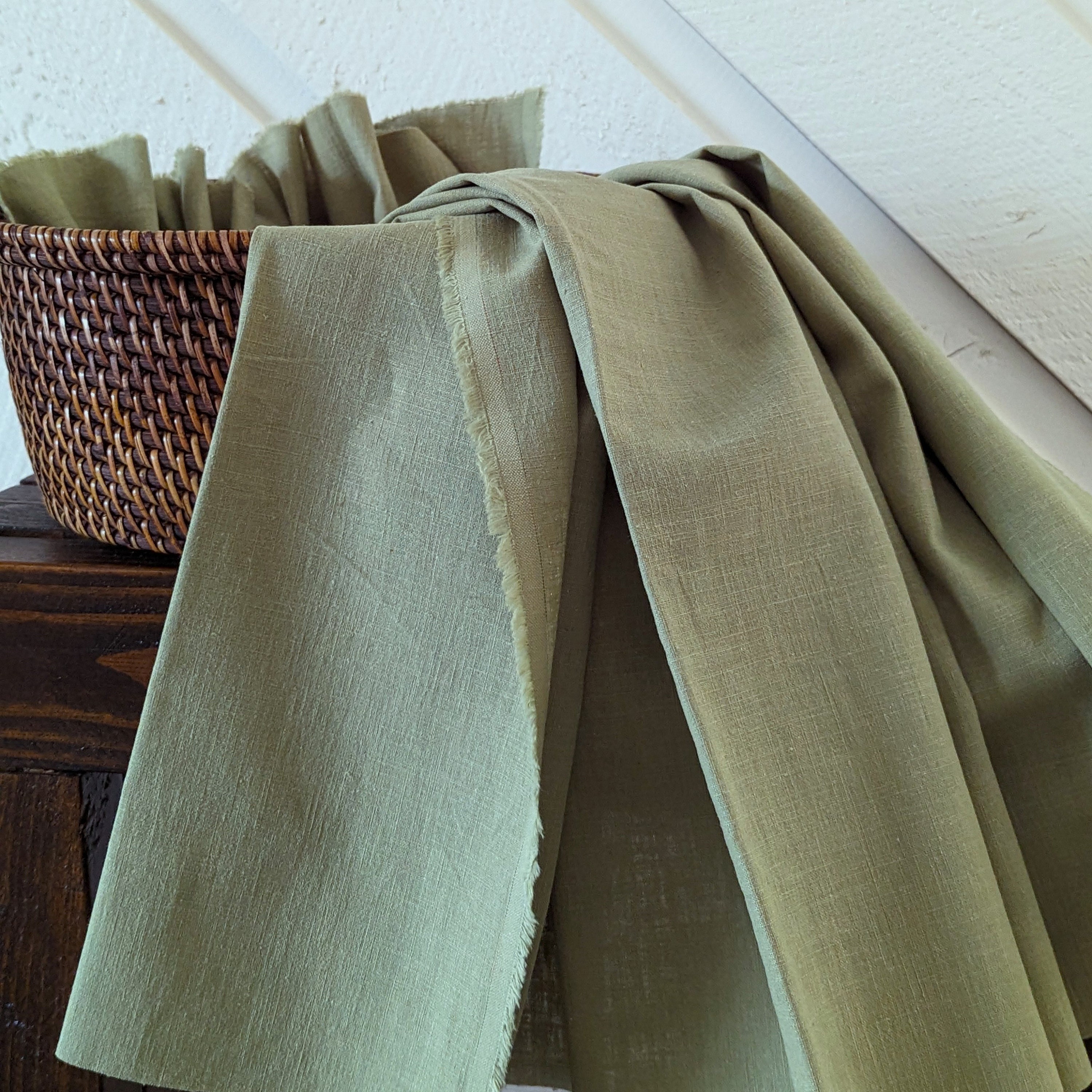 Sage Green. Linen Fabric by the Yard. Linen-cotton Blend. Fabric for ...