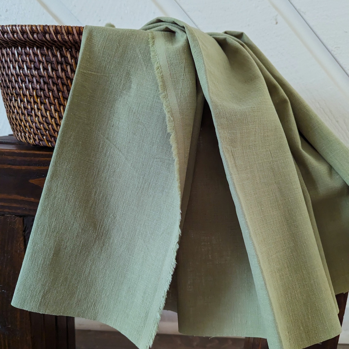 Sage Green. Linen Fabric by the Yard. Linen-cotton Blend. Fabric for ...