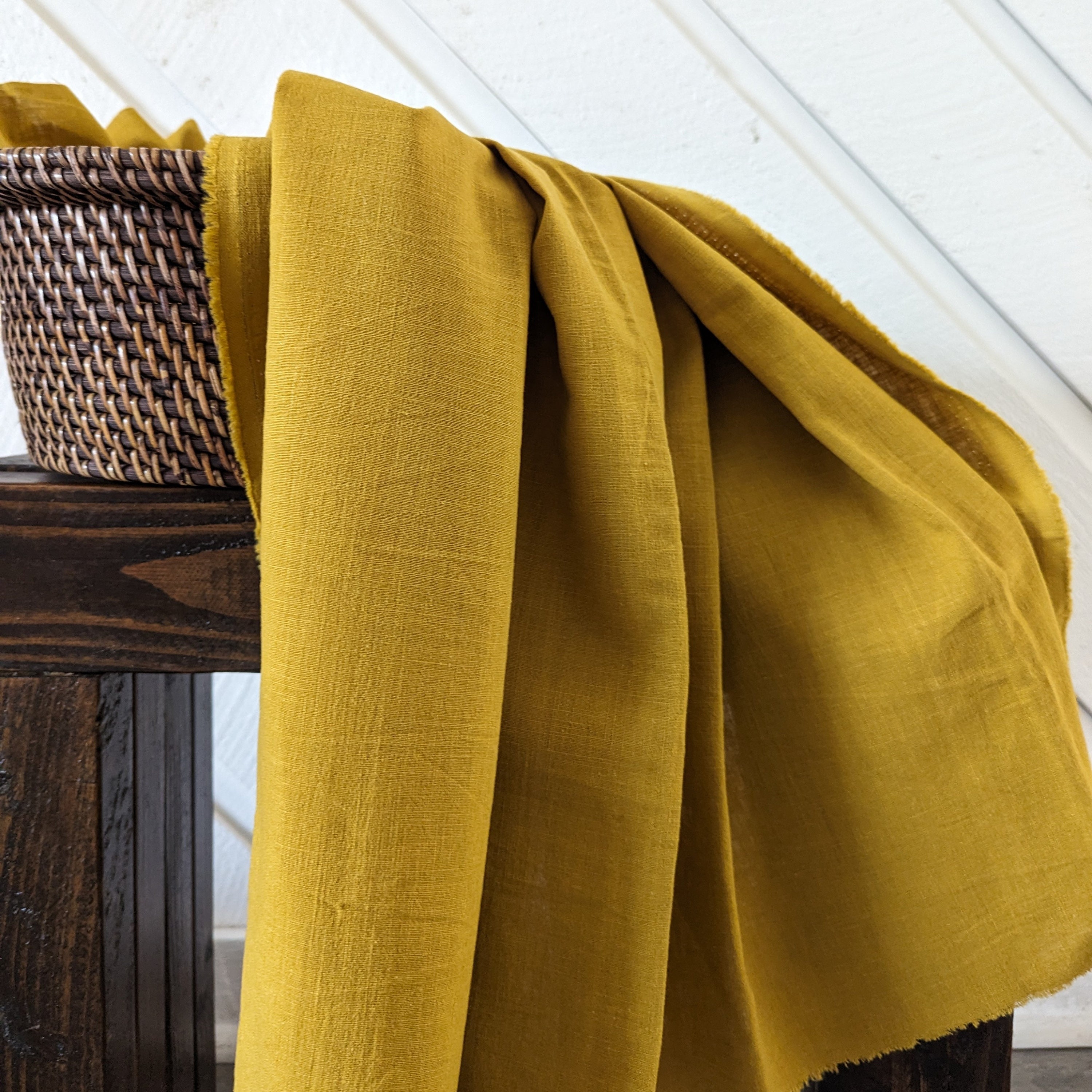 Dijon Yellow. Linen Fabric by the Yard. Linen-cotton Blend. Fabric for ...