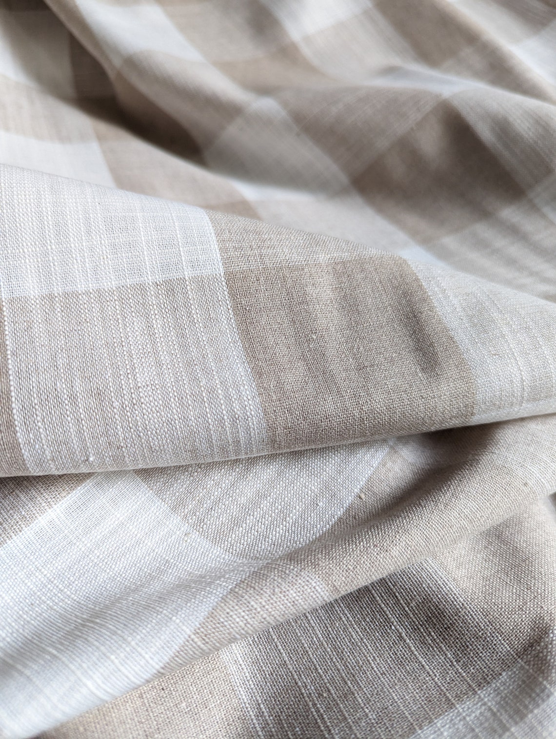 Linen Fabric by the Yard. Buffalo Plaid 2in. Fabric for Clothing ...