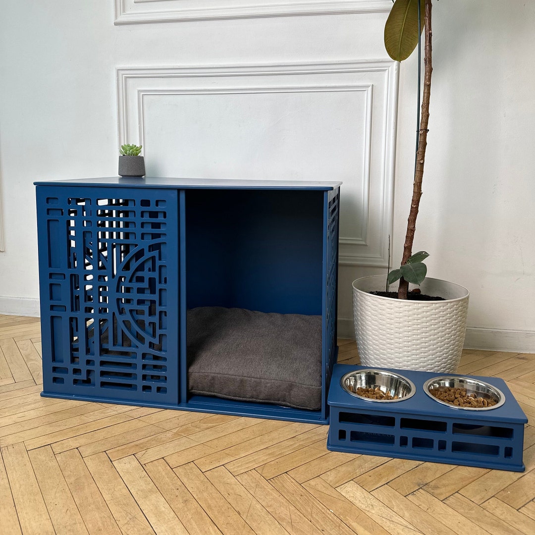 Modern Wooden Dog Crate | Decorative Kennel Furniture - Etsy