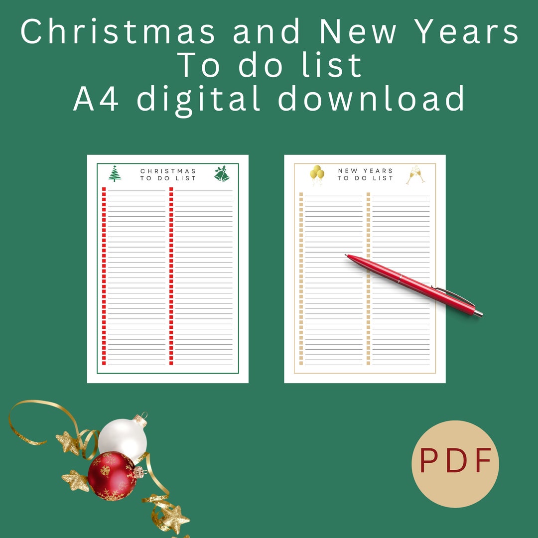 Christmas New Year to Do List A4 Digital Download Holiday Checklist ...