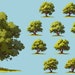 Trees Illustration Hand Paint Clipart. Colorful Tree PNG No Background ...