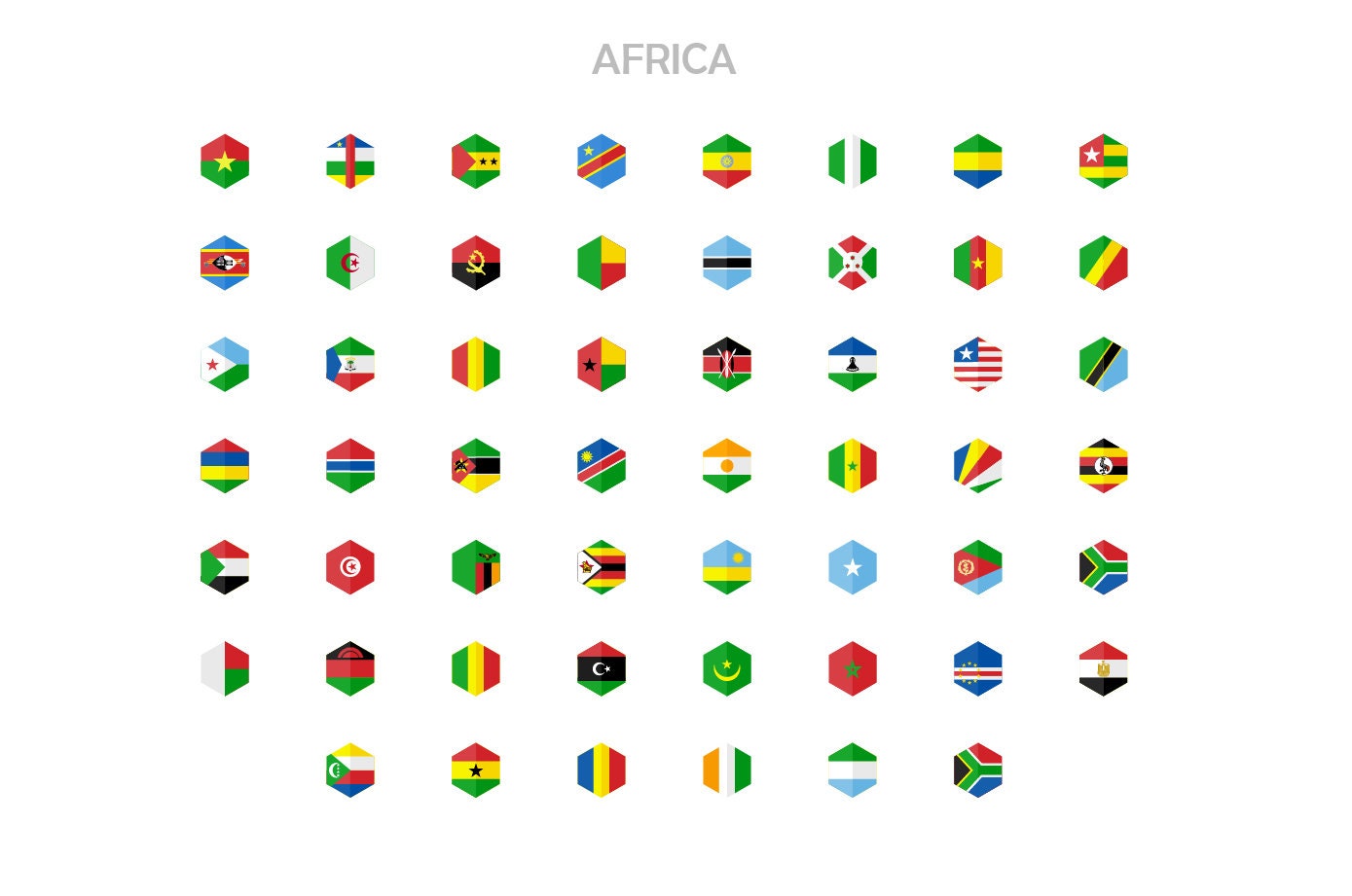 192 Flag of the World Icons Hexagon Design. Flat Design World Flags. AI ...