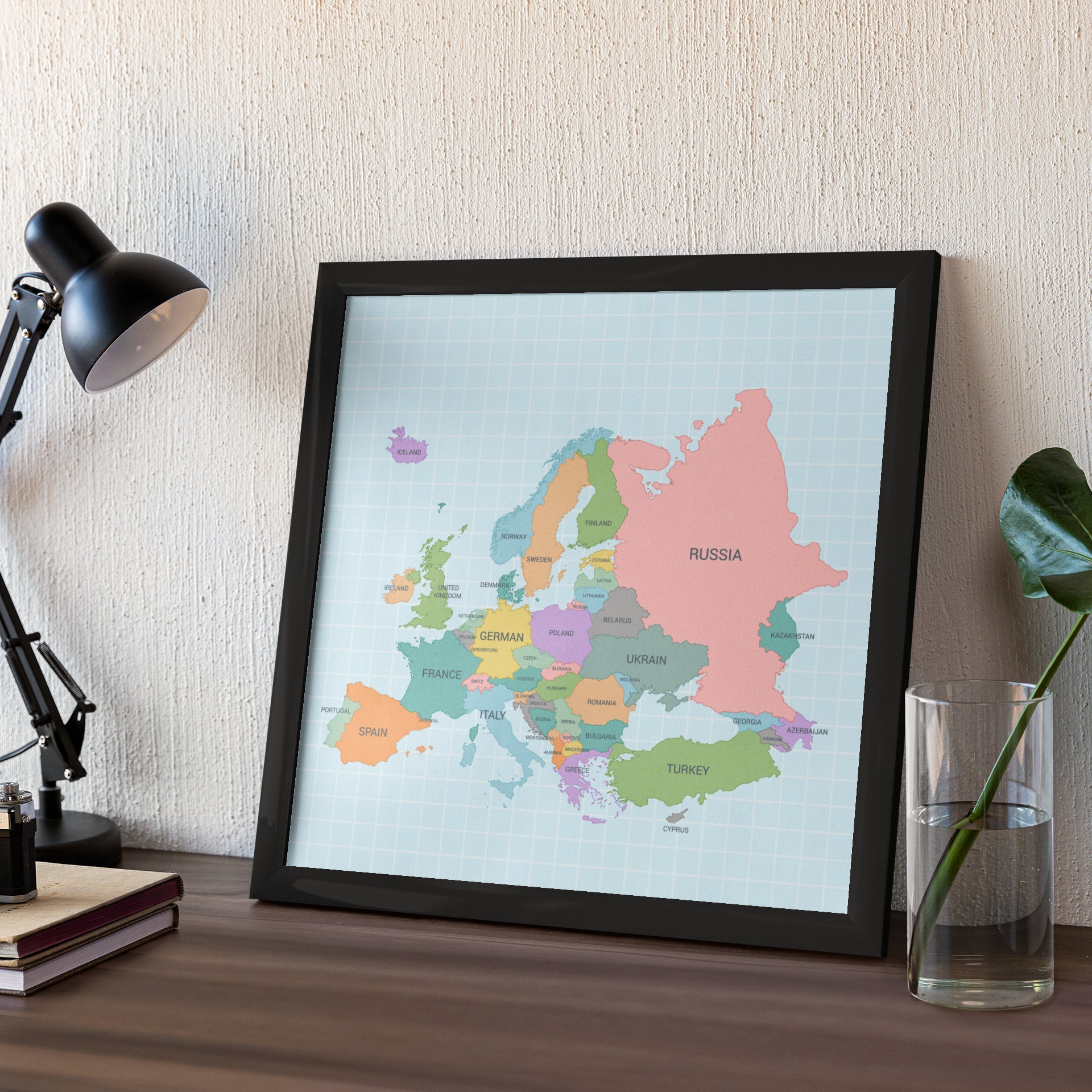 Digital Europe Map Full Color With States Printable Poster Large Size ...
