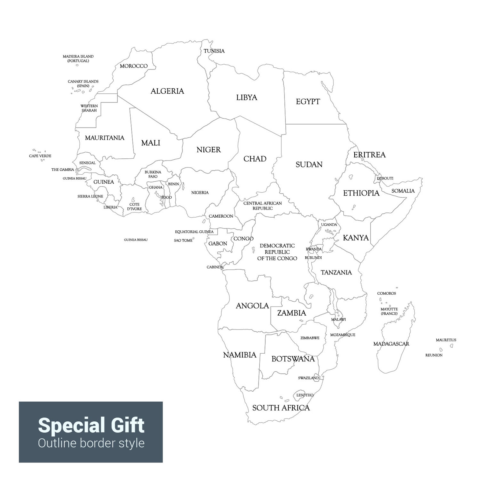 Digital Africa Map Full Color With States Printable Poster Large Size ...