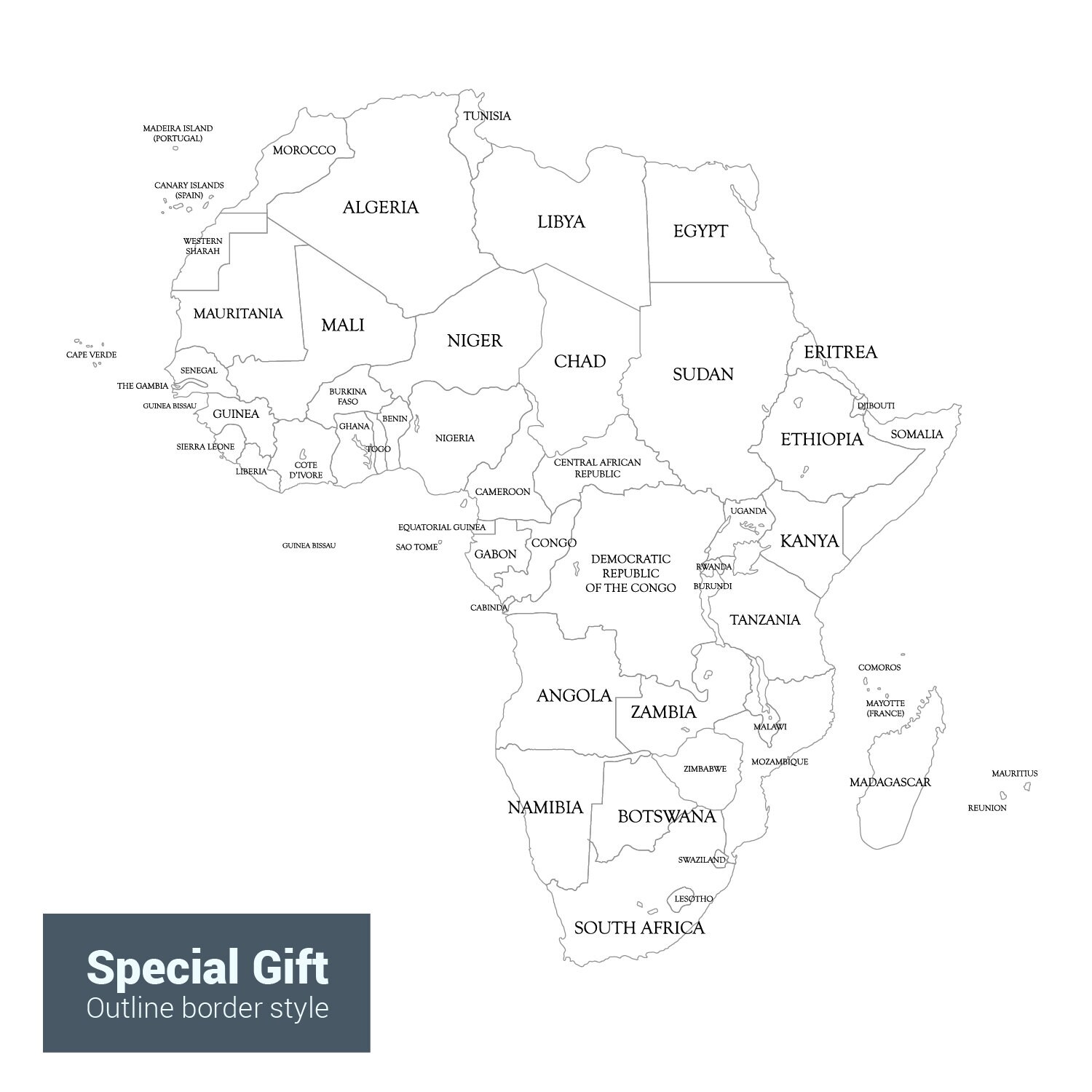 Digital Africa Map Full Color With States Printable Poster Large Size ...