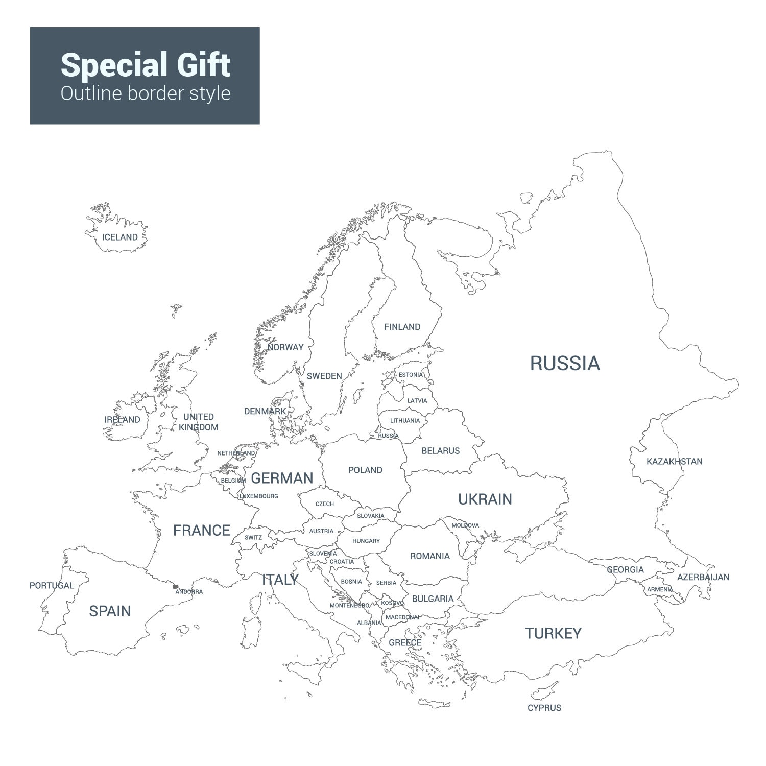 Digital Europe Map Full Color With States Printable Poster Large Size ...