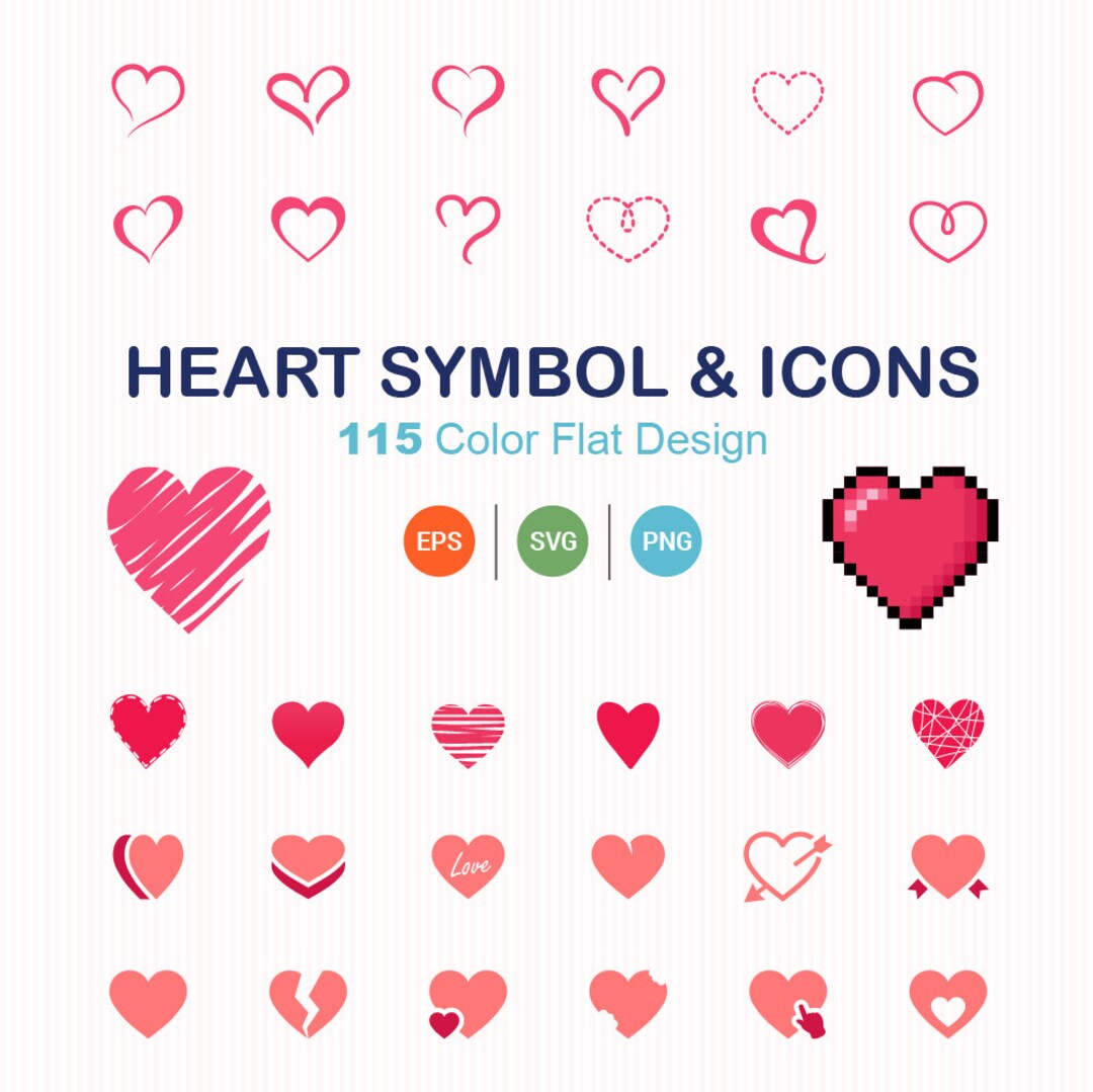 115 Heart Symbol Icons. Vector SVG and PNG. Unique and Easy to Use for ...