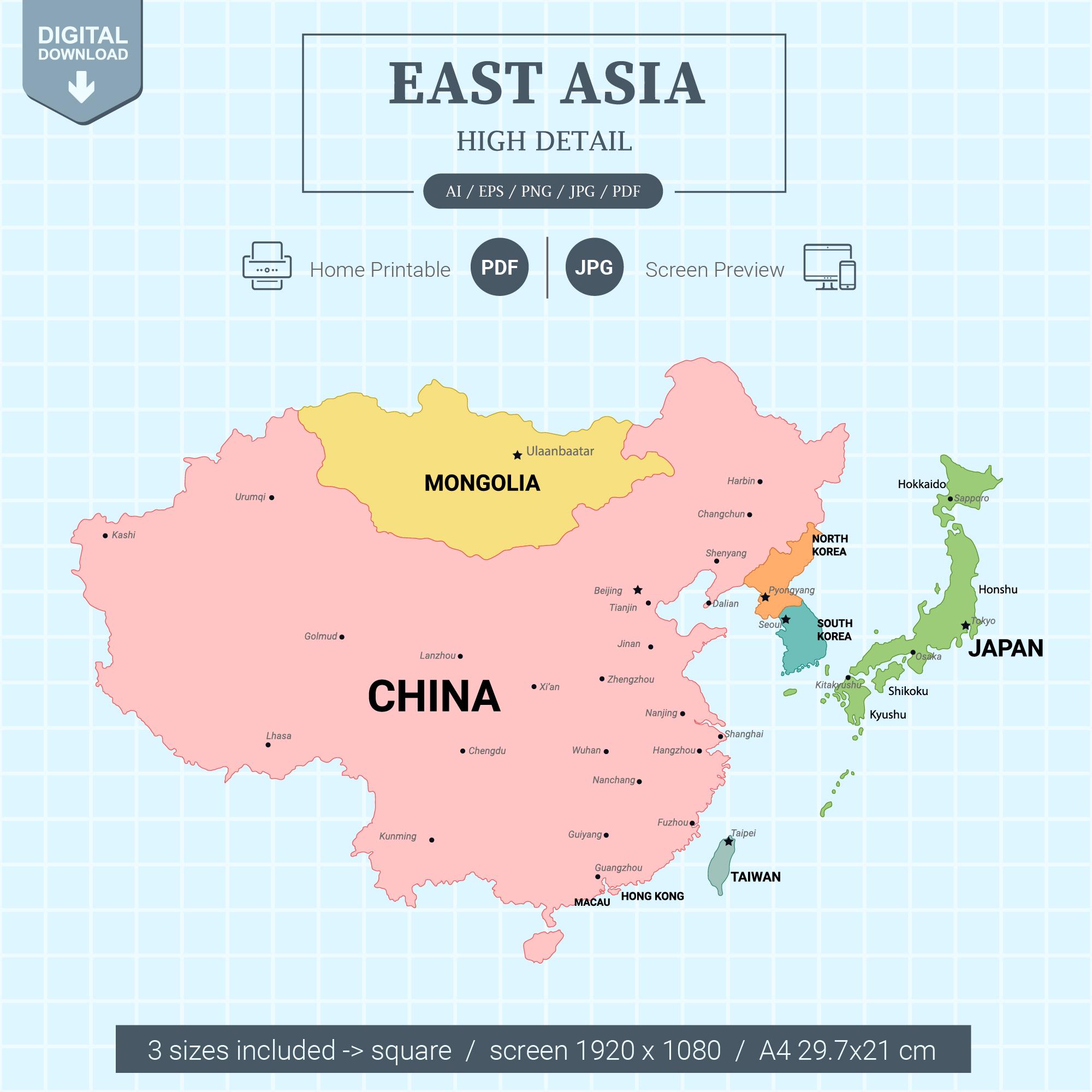 Large Detailed Political Map Of East Asia East Asia Large Detailed