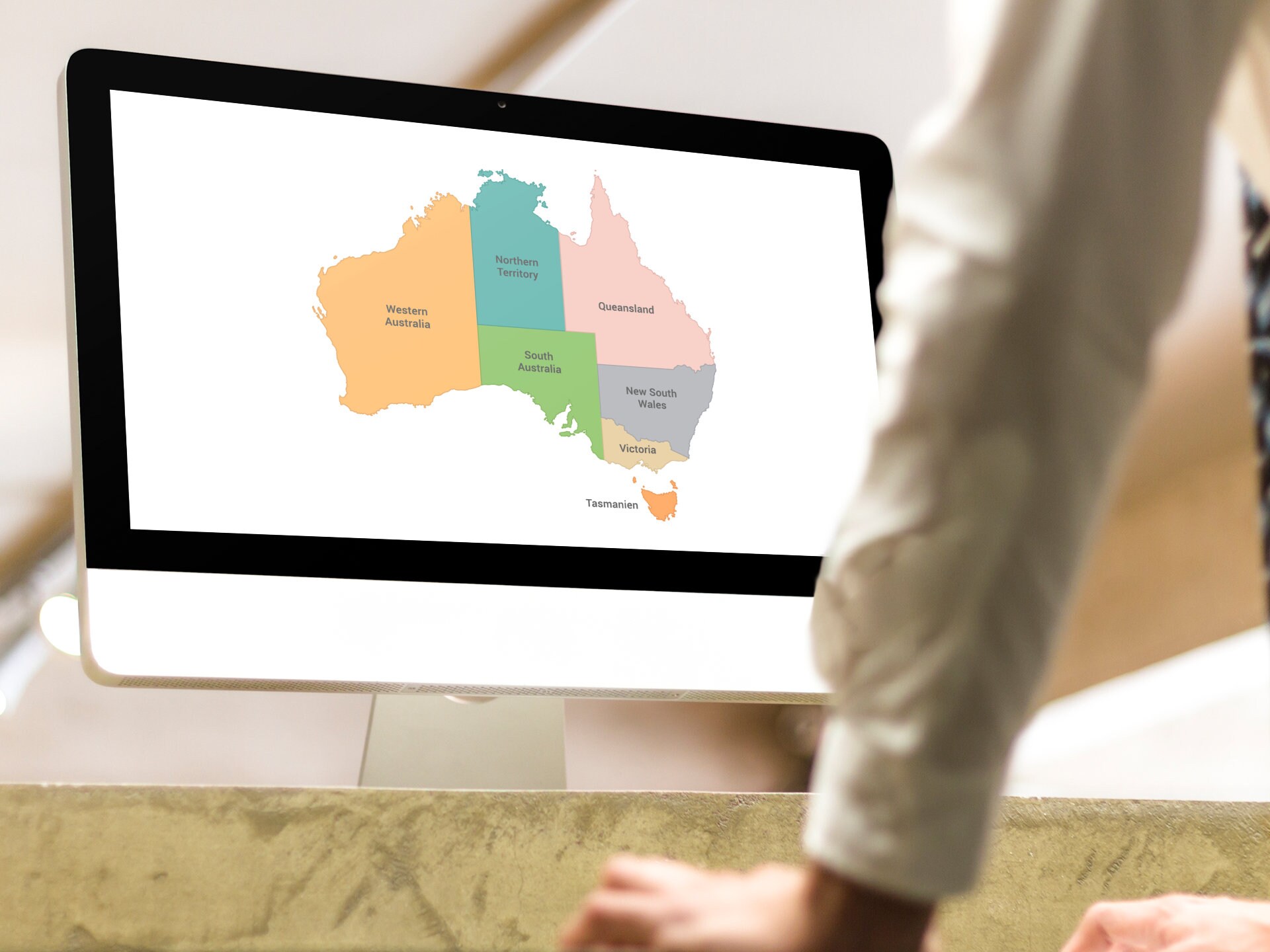 Digital Australia Map Full Color With States Printable Poster Large ...