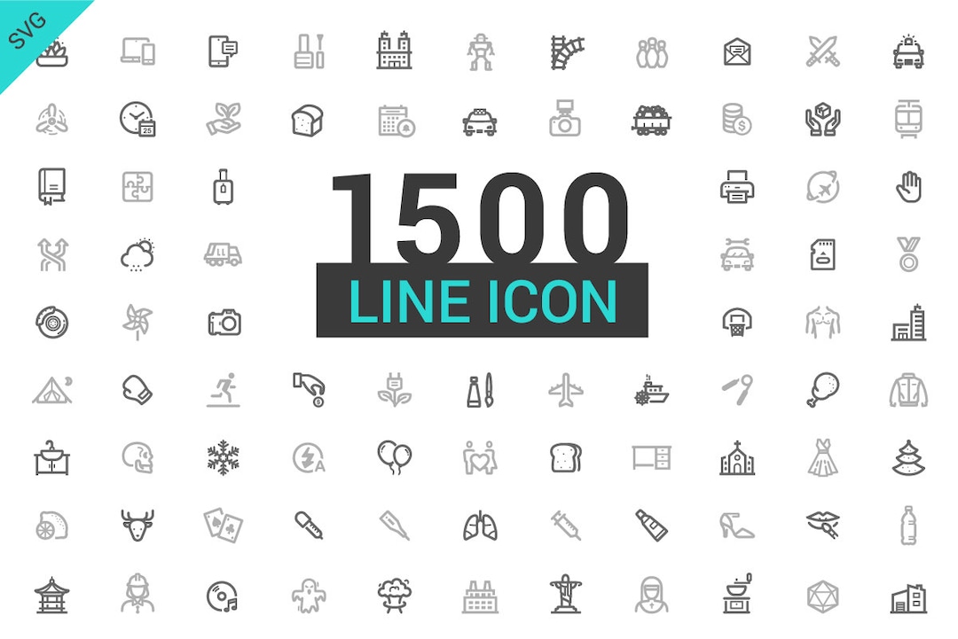 1500 SVG Line Icons Pack. Universal Icon Bundle. Unique and Easy to Use ...