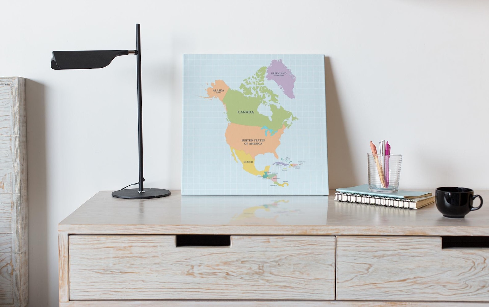 Digital North America Map Full Color With States Printable Poster Large ...