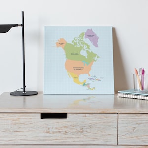 Digital North America Map Full Color With States Printable Poster Large ...