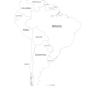 Digital South America Map Full Color With States Printable Poster Large ...